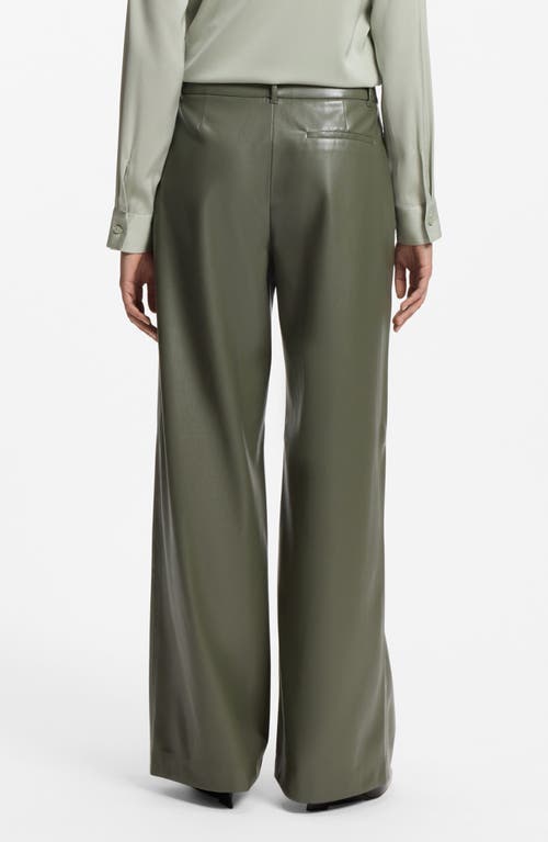 BOSS BOSS Tiana Pleated Faux Leather Wide-Leg Pants